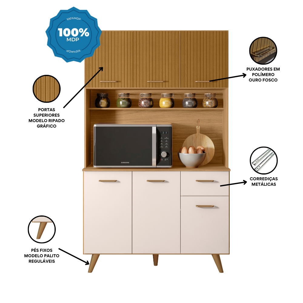 Kit Cozinha Livia Polimam - Castelo dos Móveis