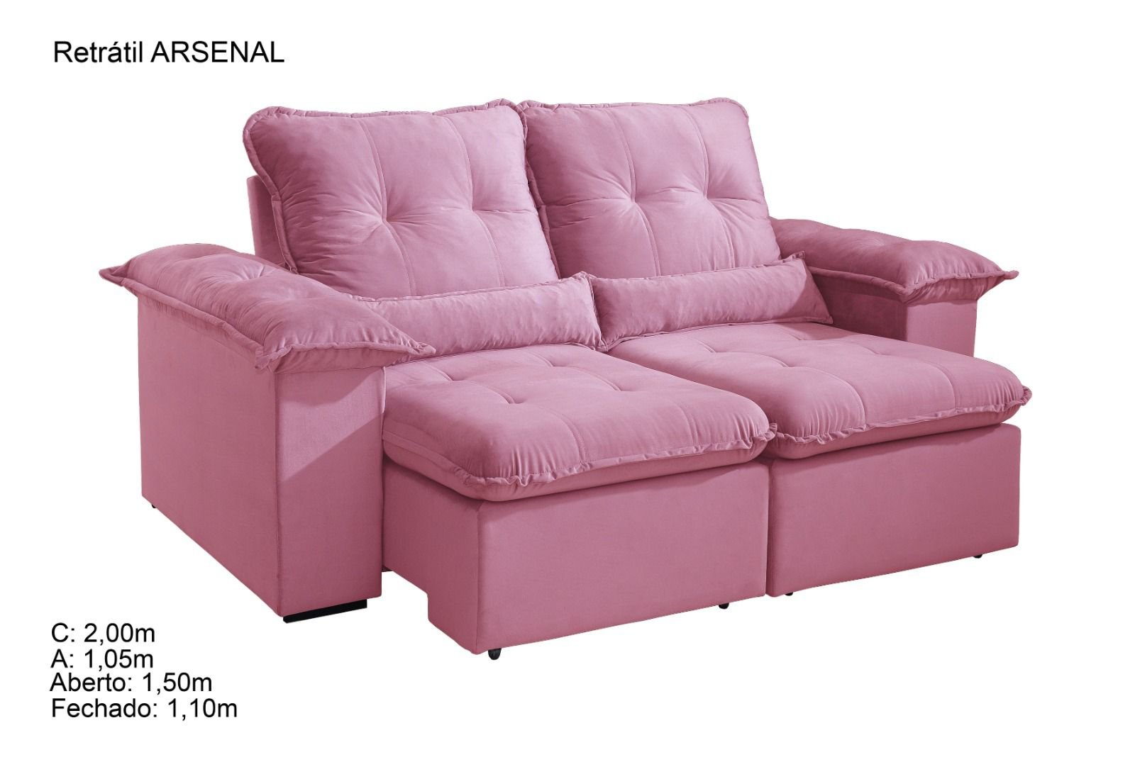 Sof Arsenal 3 Lugares Retr til E Reclin vel 200cm Tecido Veludo Aifos Sof Arsenal 3 Lugares Retr til E Reclin vel 200cm Tecido Veludo Aifos