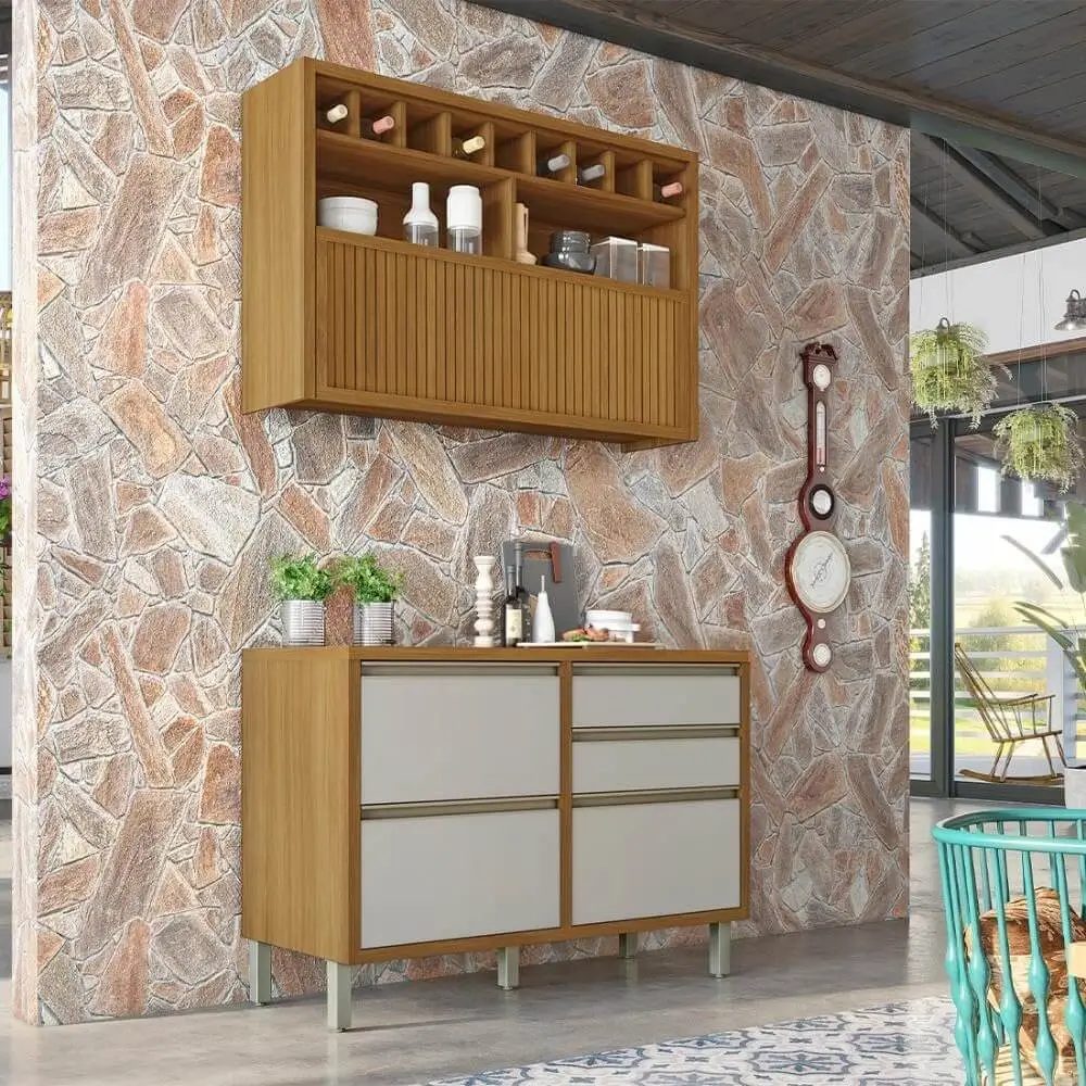 Balcão Baronesa 120cm para Cozinha 1 Porta 4 Gavetas Nesher - Castelo ...