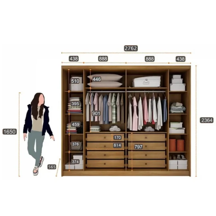 Guarda Roupa Coimbra Casal Ripado 6 Portas 8 Gavetas Novo Horizonte ...