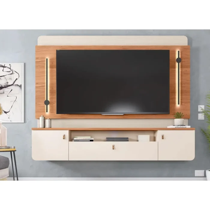Painel Dali para Tv Até 75 Polegadas Ripado com Led 2 Portas 1 Gaveta ...