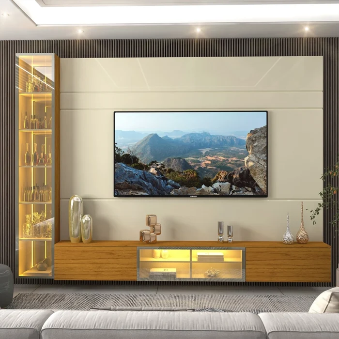 Painel Luminare com 1 Torre para Tv Até 85 Polegadas com Led 4 Portas ...