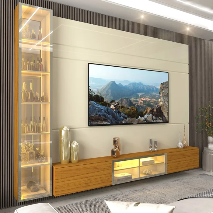 Painel Luminare com 1 Torre para Tv Até 85 Polegadas com Led 4 Portas ...