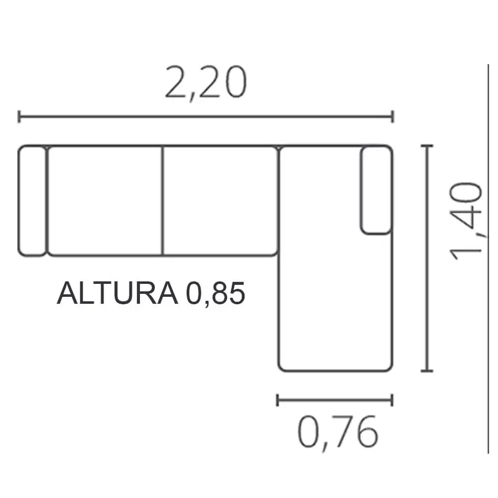 Sofá Belem 4 Lugares com Chaise 220cm Tecido Linho Art Brasil - Castelo ...